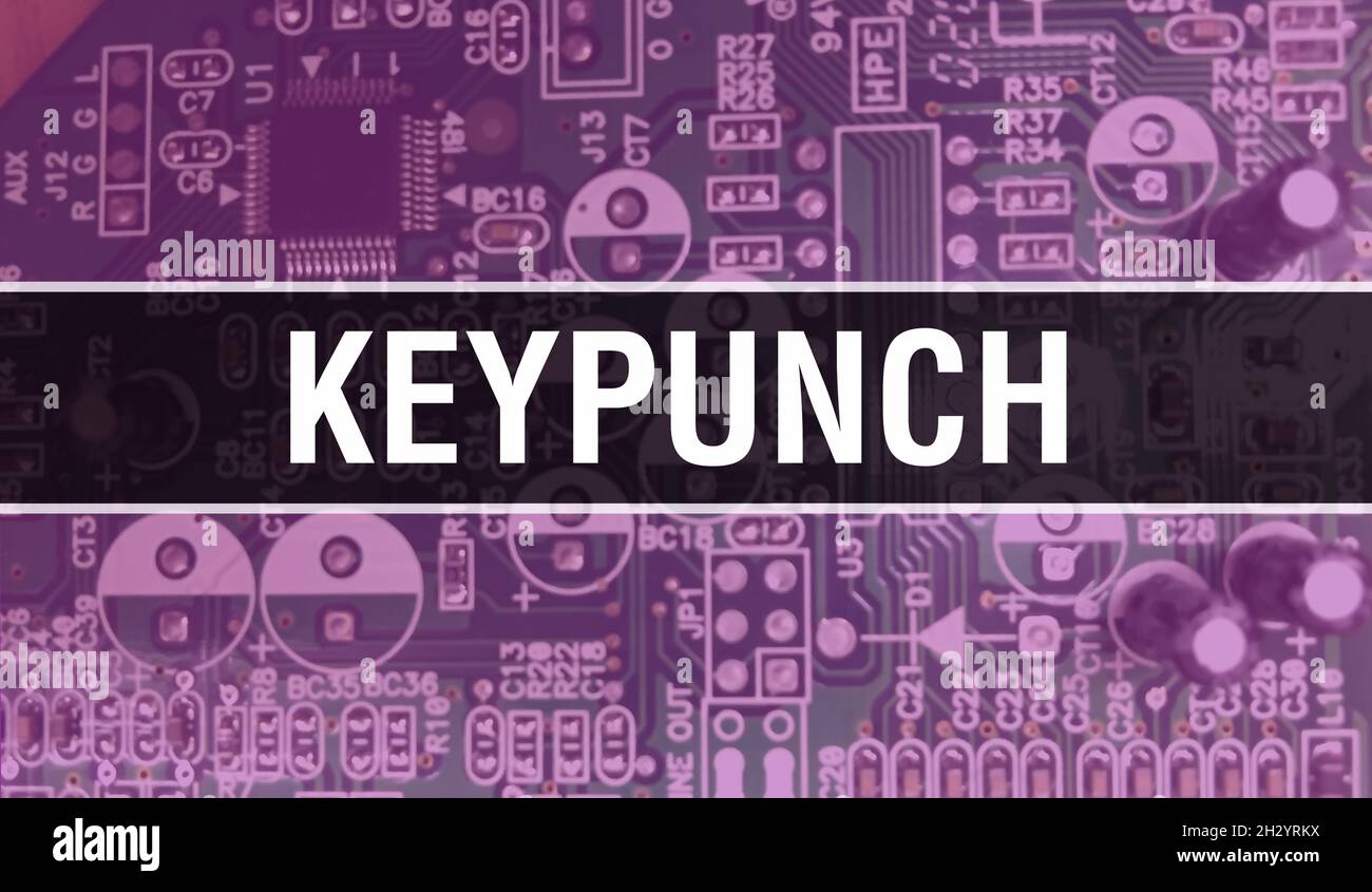 Keypunch concept illustration using Computer Chip in Circuit Board ... Keypunch concept illustration using Computer Chip in Circuit Board ...