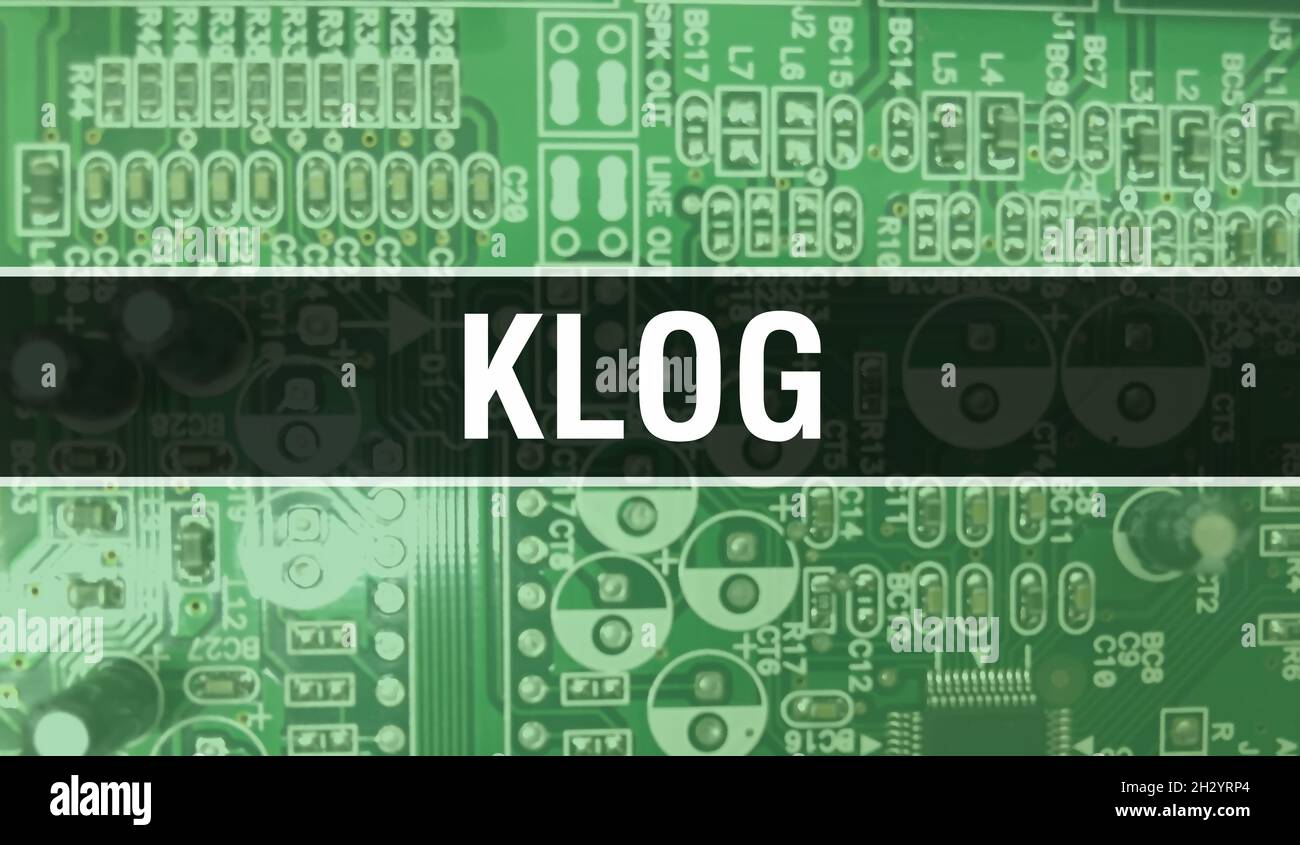klog concept with Computer motherboard. klog text written on Technology ...