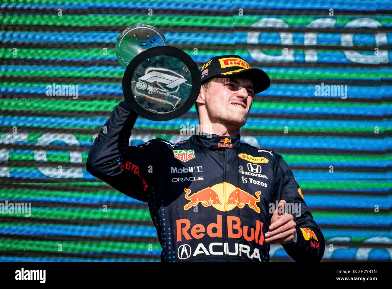 Austin, Texas, USA. 24/10/2021, Race winner Max Verstappen (NLD) Red ...