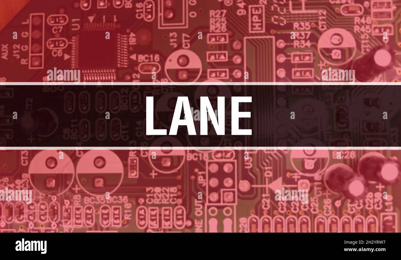 LANE concept illustration using Computer Chip in Circuit Board. LANE ...