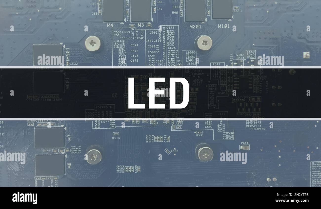 LED with Electronic components on integrated circuit board Background ...