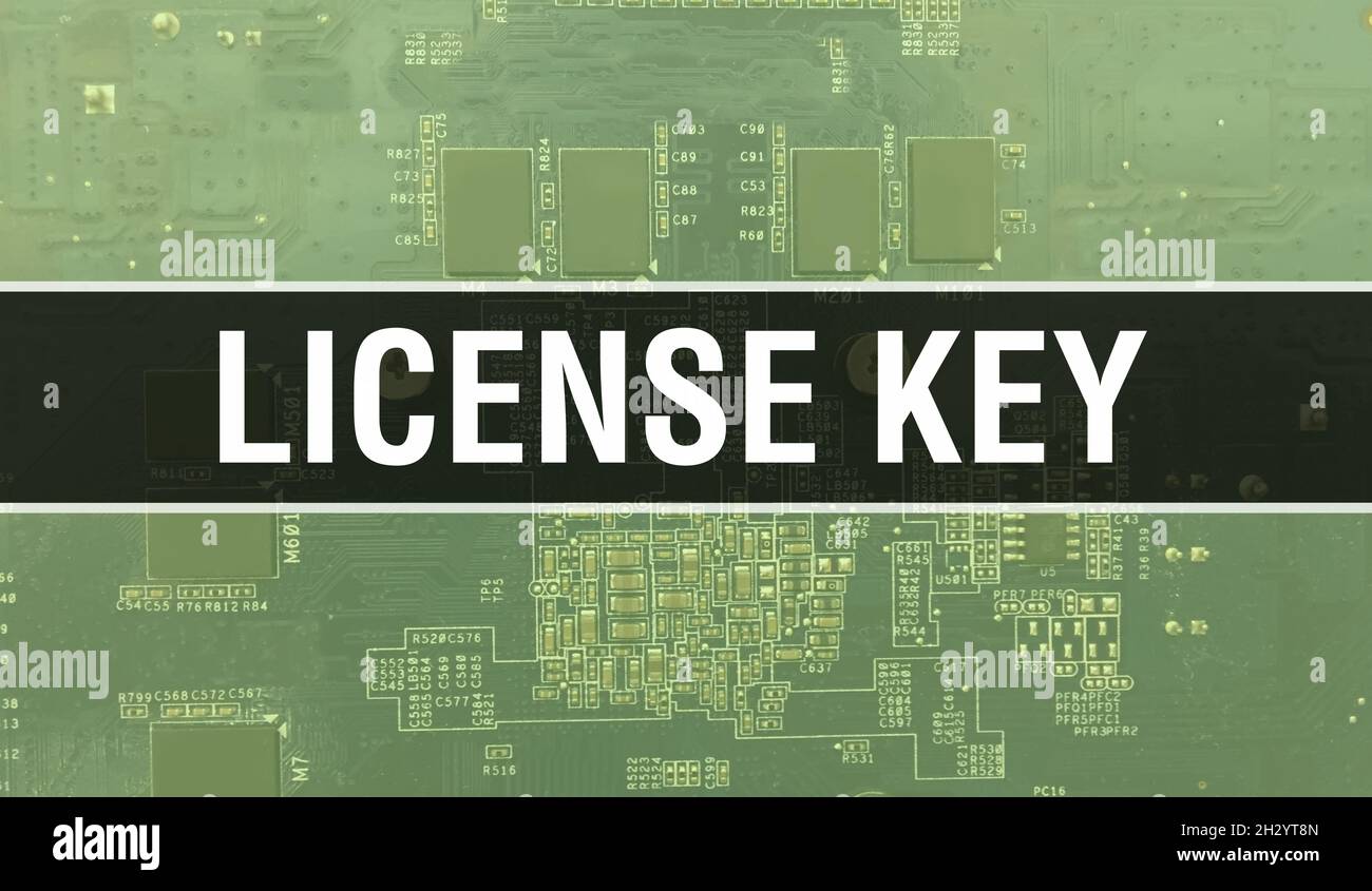 License Key concept with Electronic Integrated Circuit on circuit board ...
