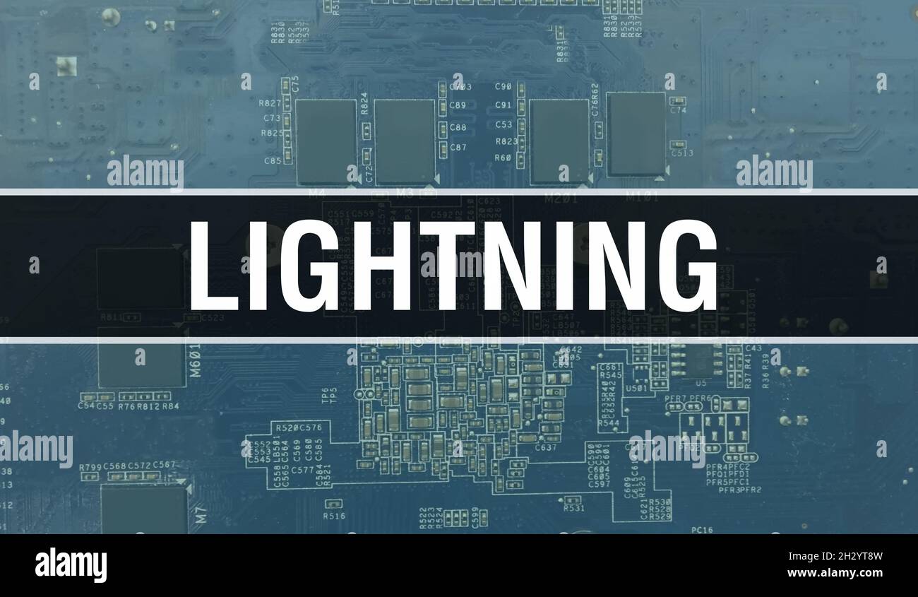 Lightning concept with Electronic Integrated Circuit on circuit board ...