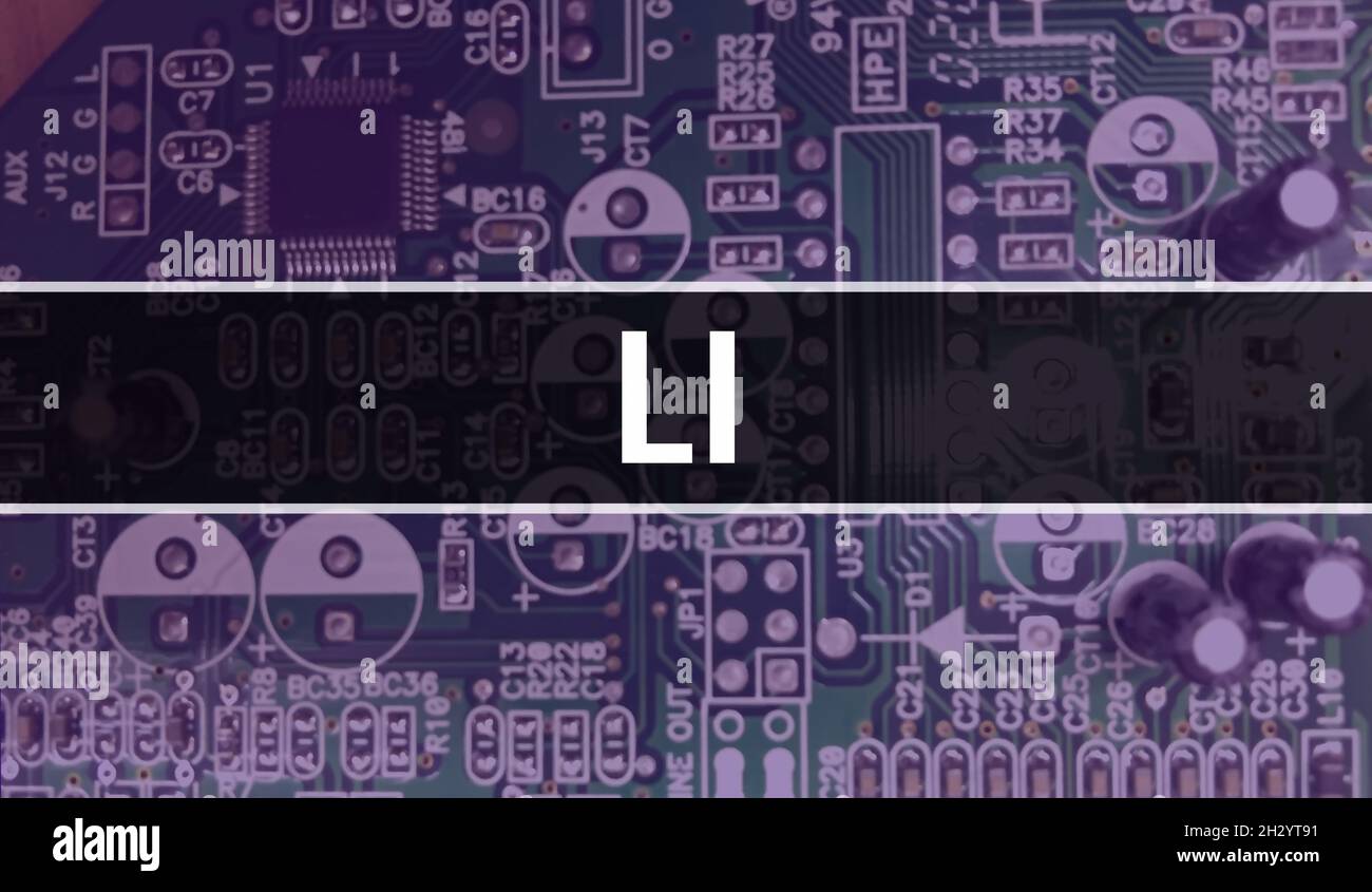 Li Concept Illustration Using Computer Chip In Circuit Board Li Close Up Of Integrated Circuits