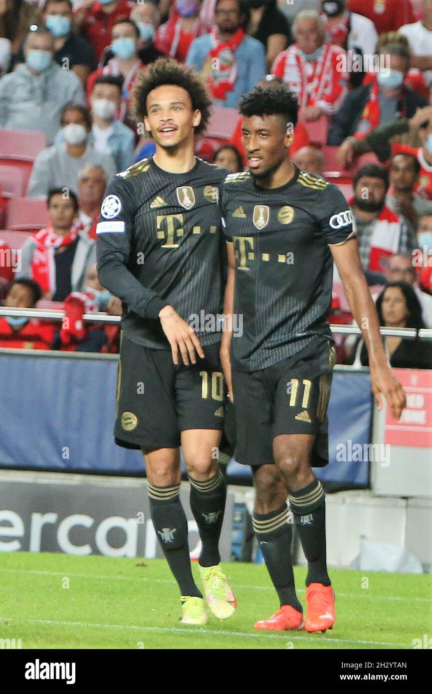 Kingsley Coman and Leroy Sané of Bayern Munich during the UEFA ...