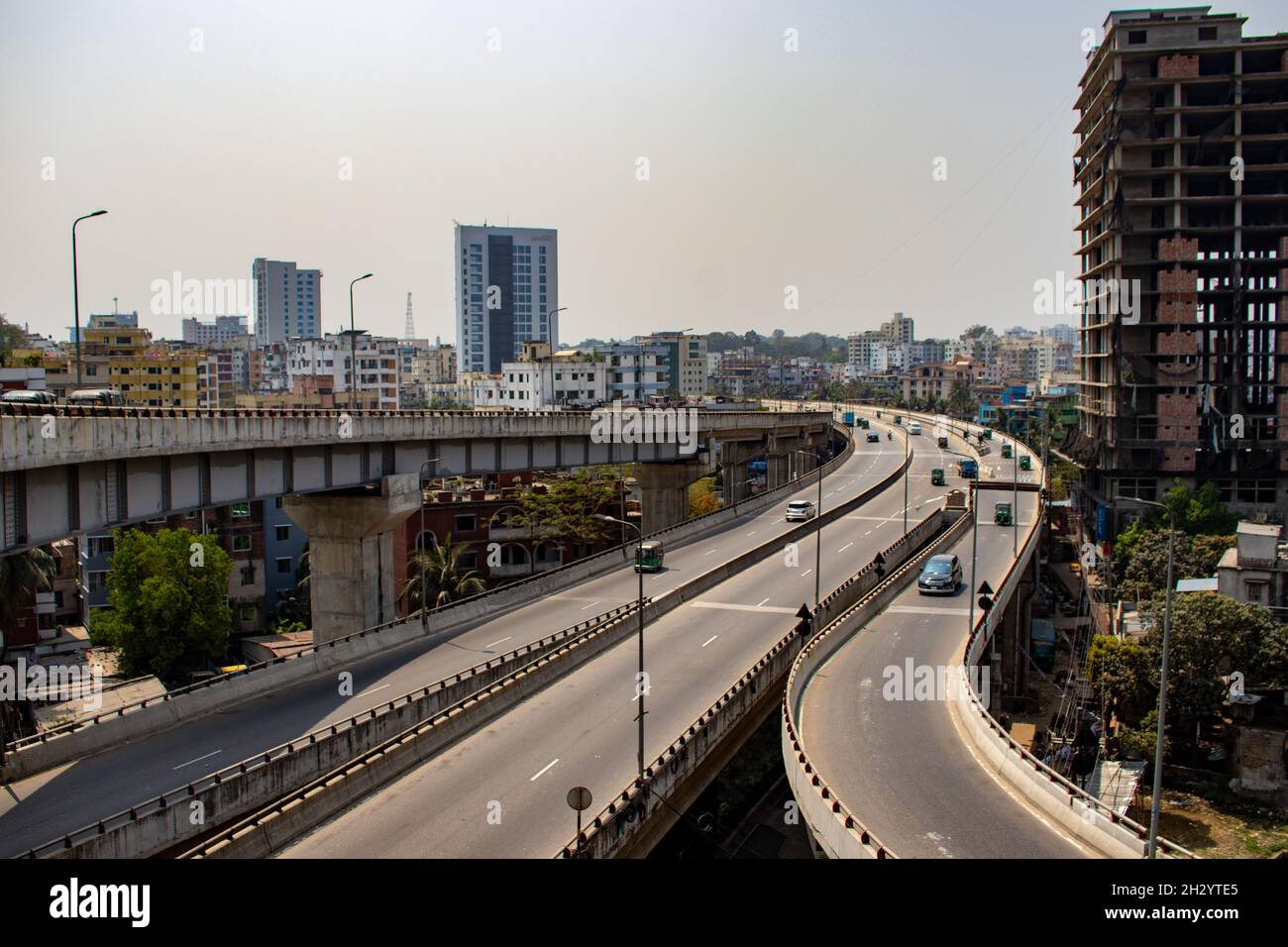 Landscape view of Akhtaruzzaman Flyover (Muradpur Flyover) in ...
