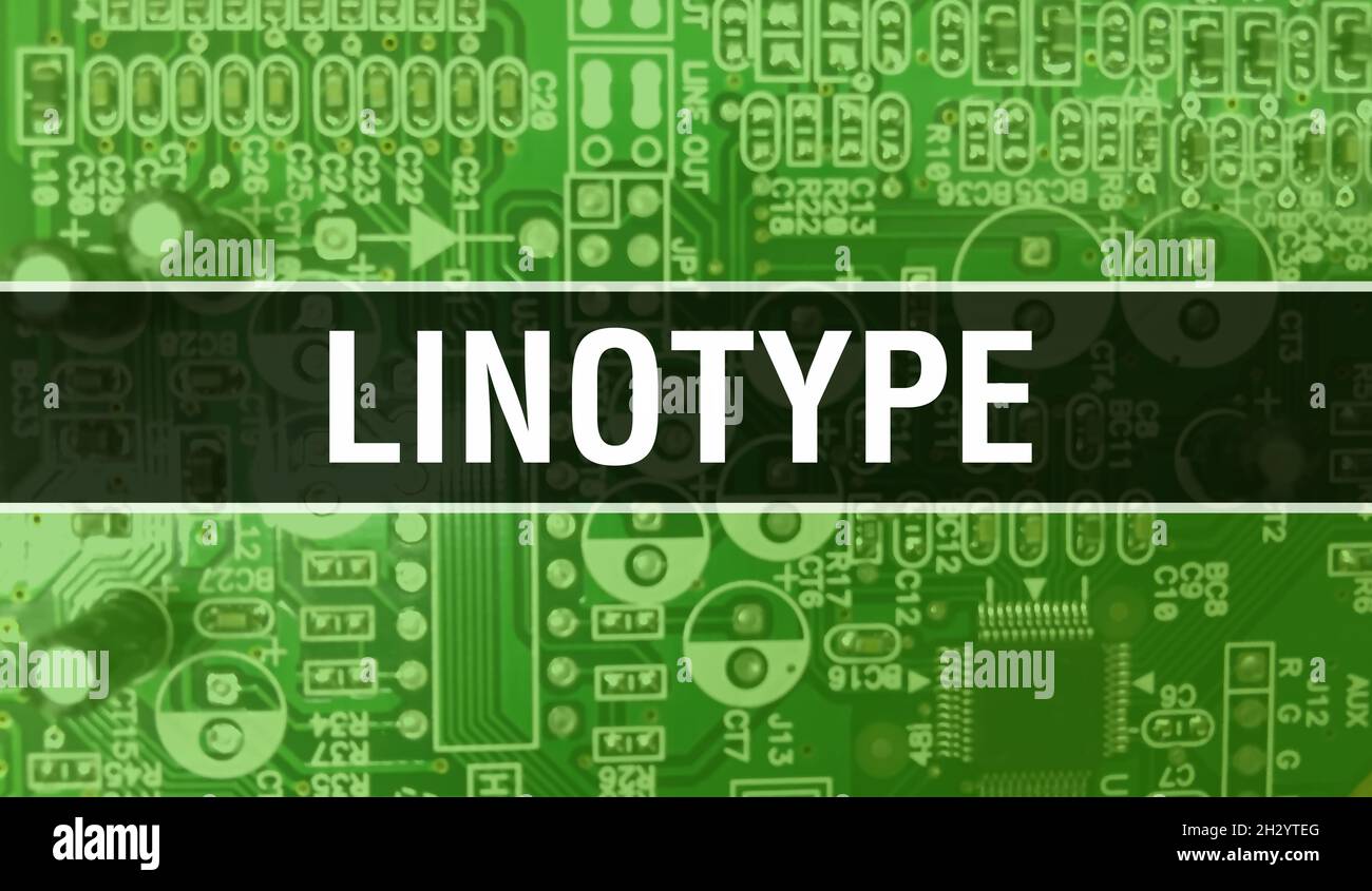 Linotype with Electronic Computer Hardware technology background ...