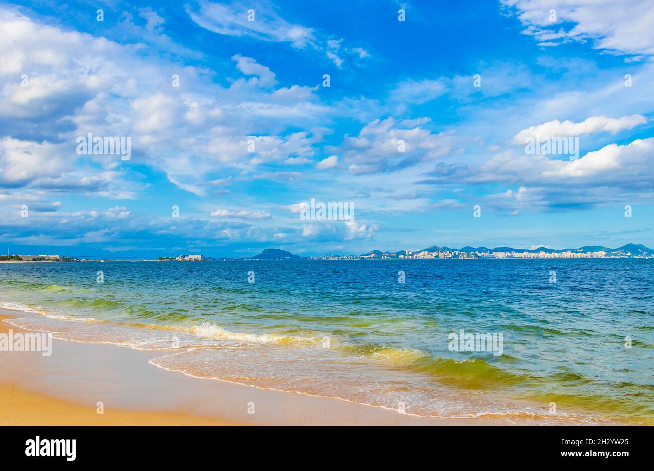 Flamengo Beach natural seascape panorama view and cityscape at ...