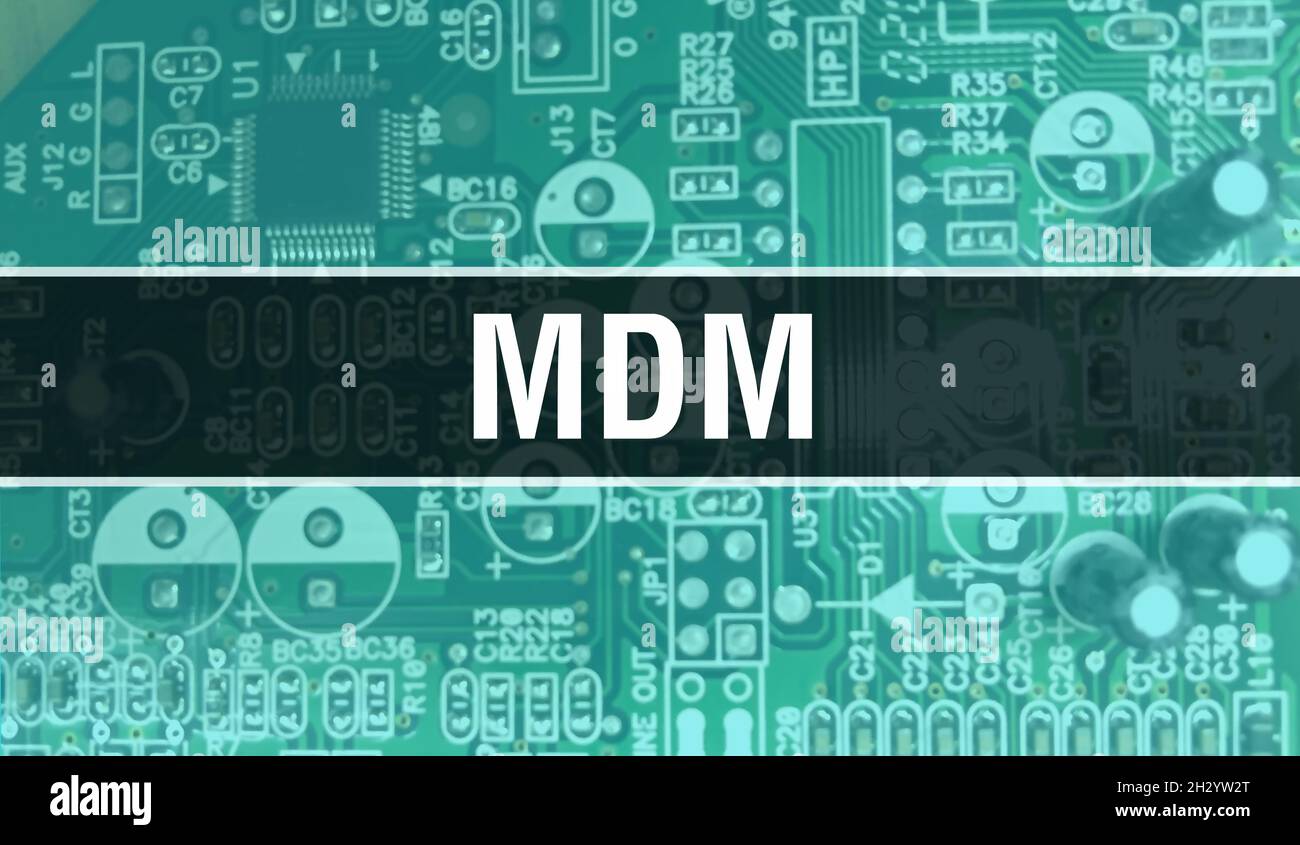 MDM concept illustration using Computer Chip in Circuit Board. MDM ...