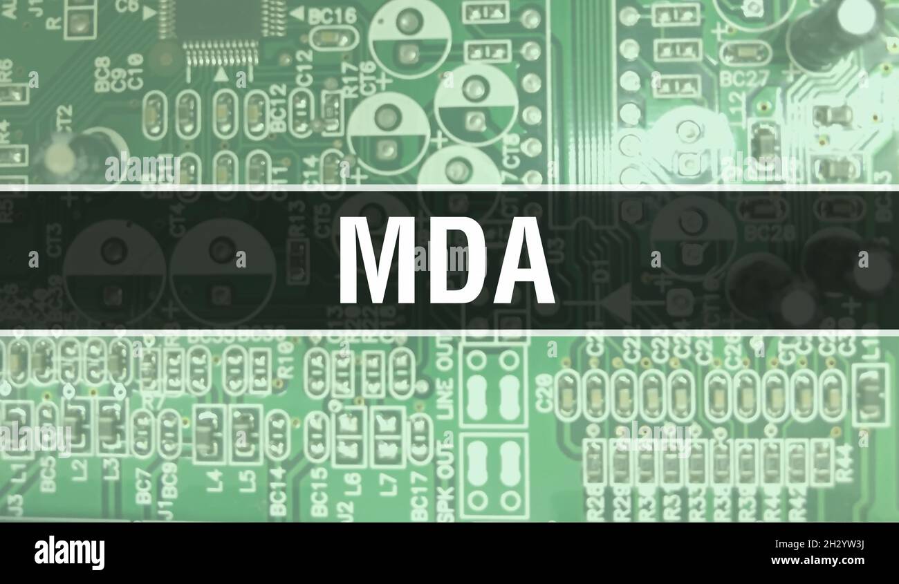 MDA text written on Circuit Board Electronic abstract technology ...