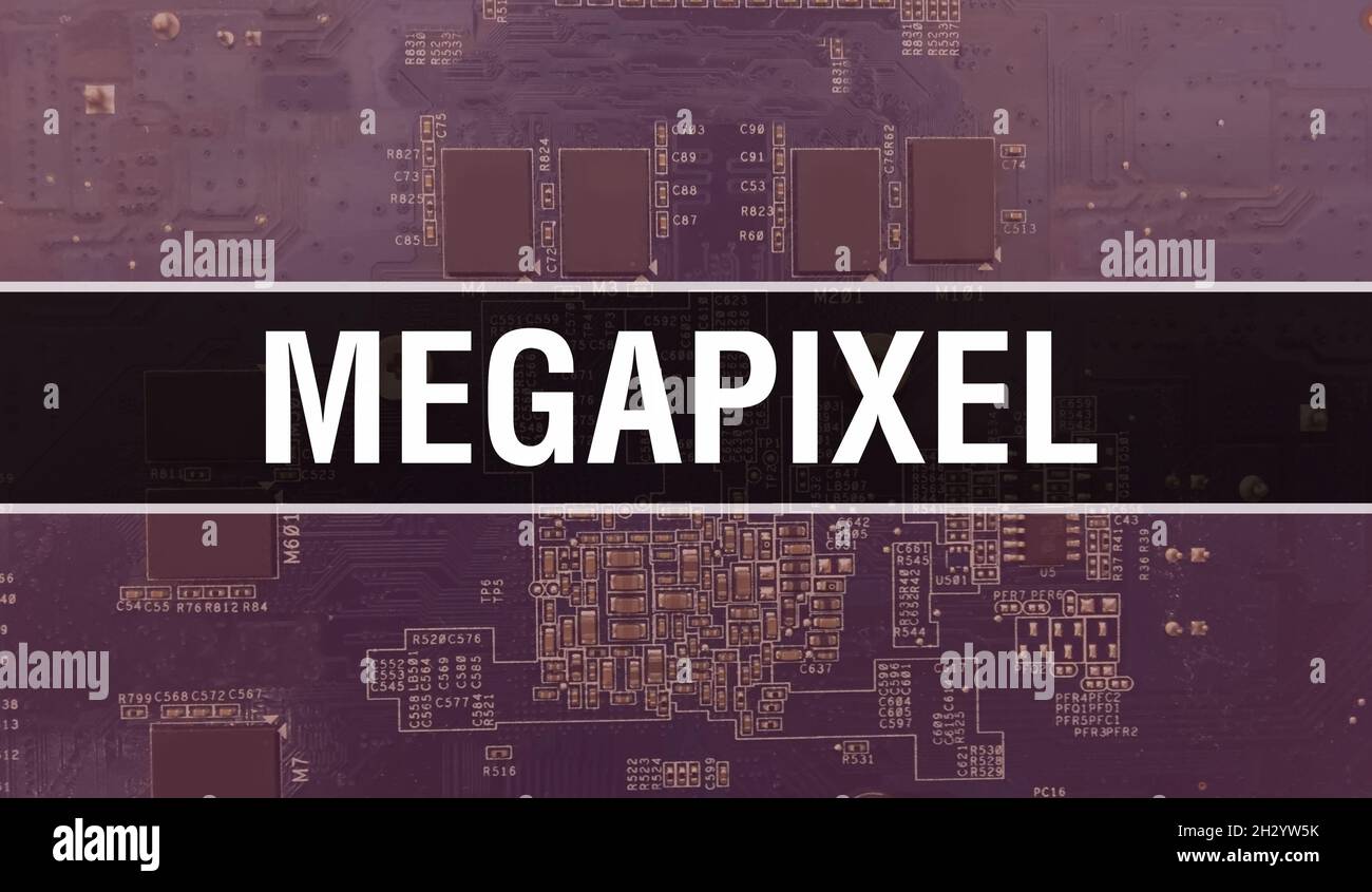 Megapixel concept with Electronic Integrated Circuit on circuit board ...