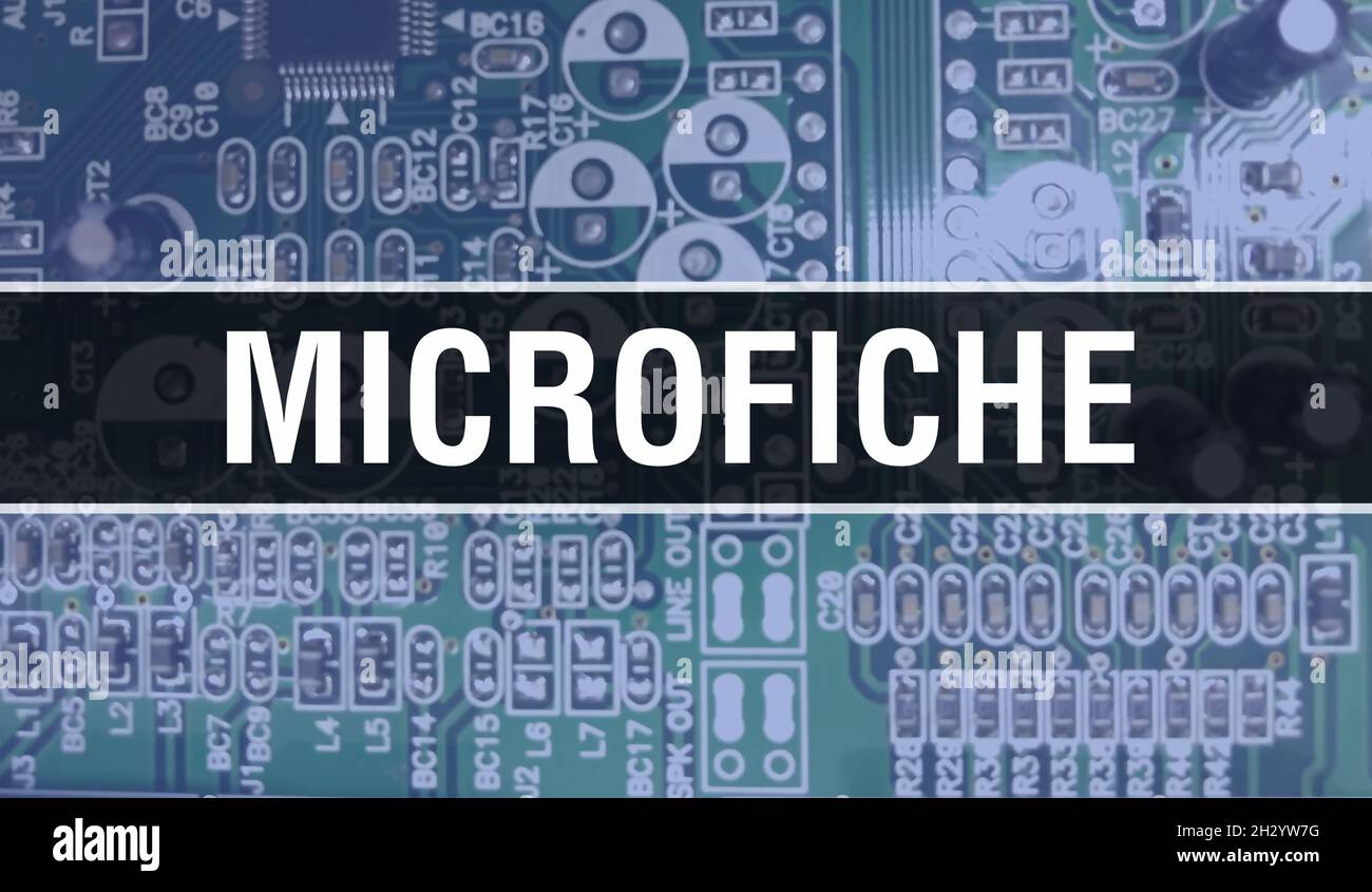 Microfiche text written on Circuit Board Electronic abstract technology ...