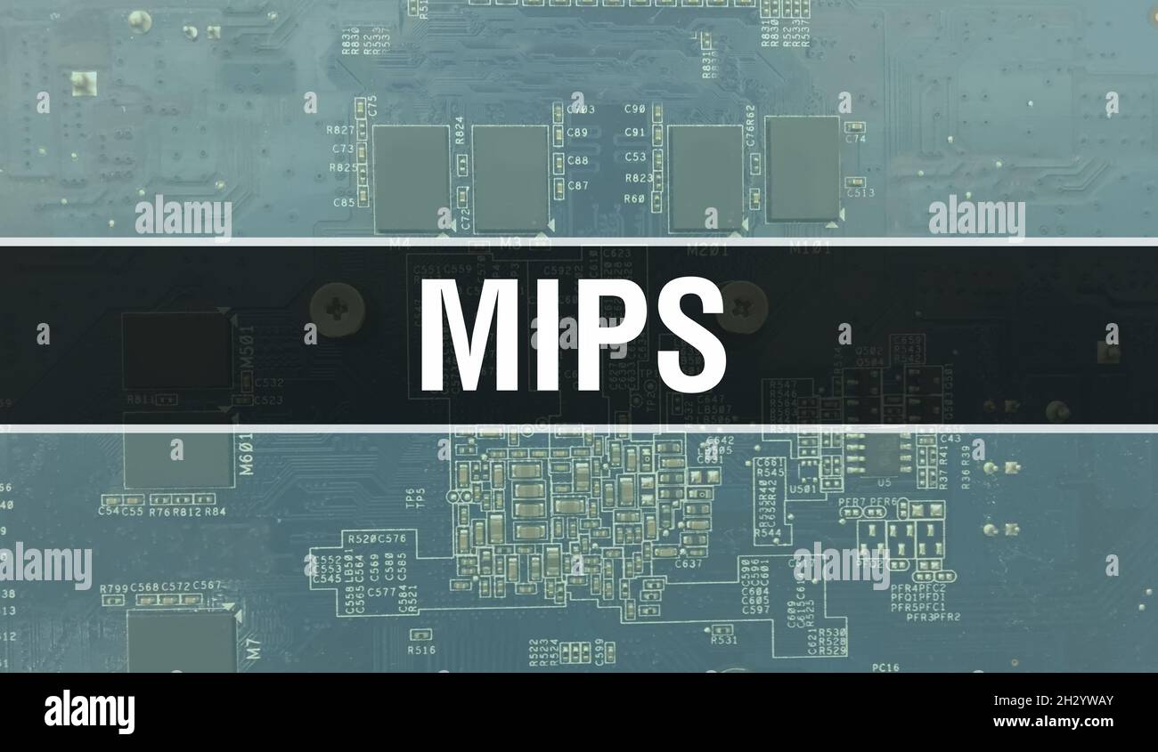 MIPS concept with Electronic Integrated Circuit on circuit board. MIPS ...