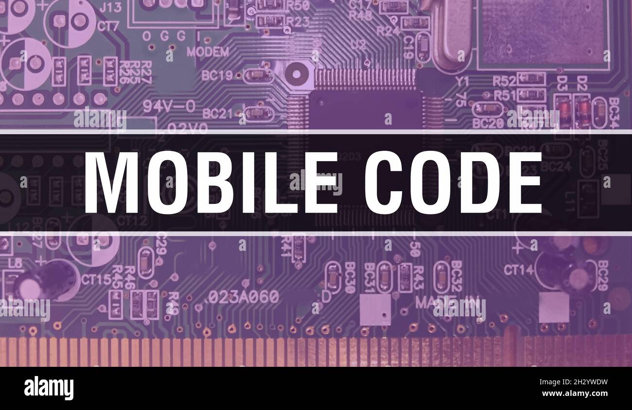 Mobile Code text written on Circuit Board Electronic abstract ...