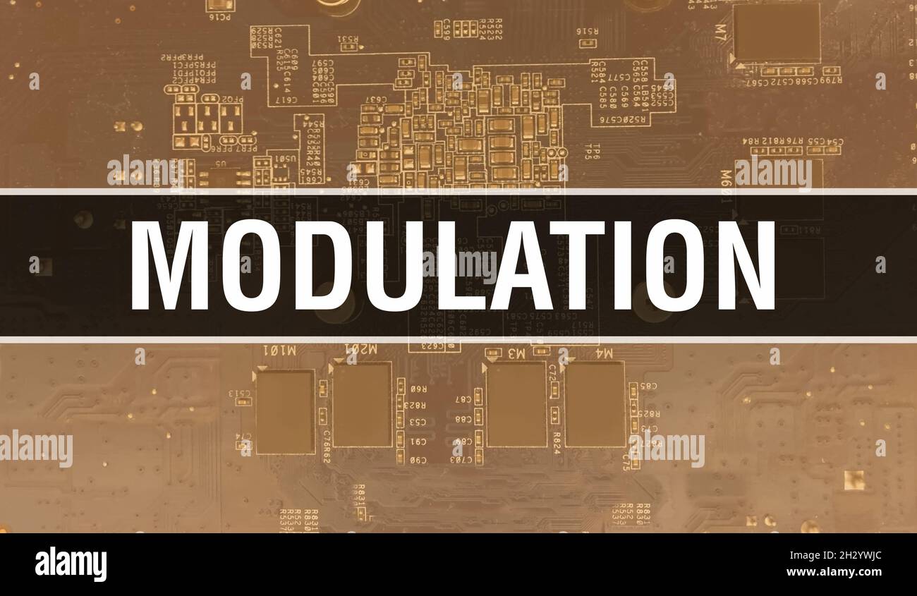 Modulation concept illustration using Computer Chip in Circuit Board ...