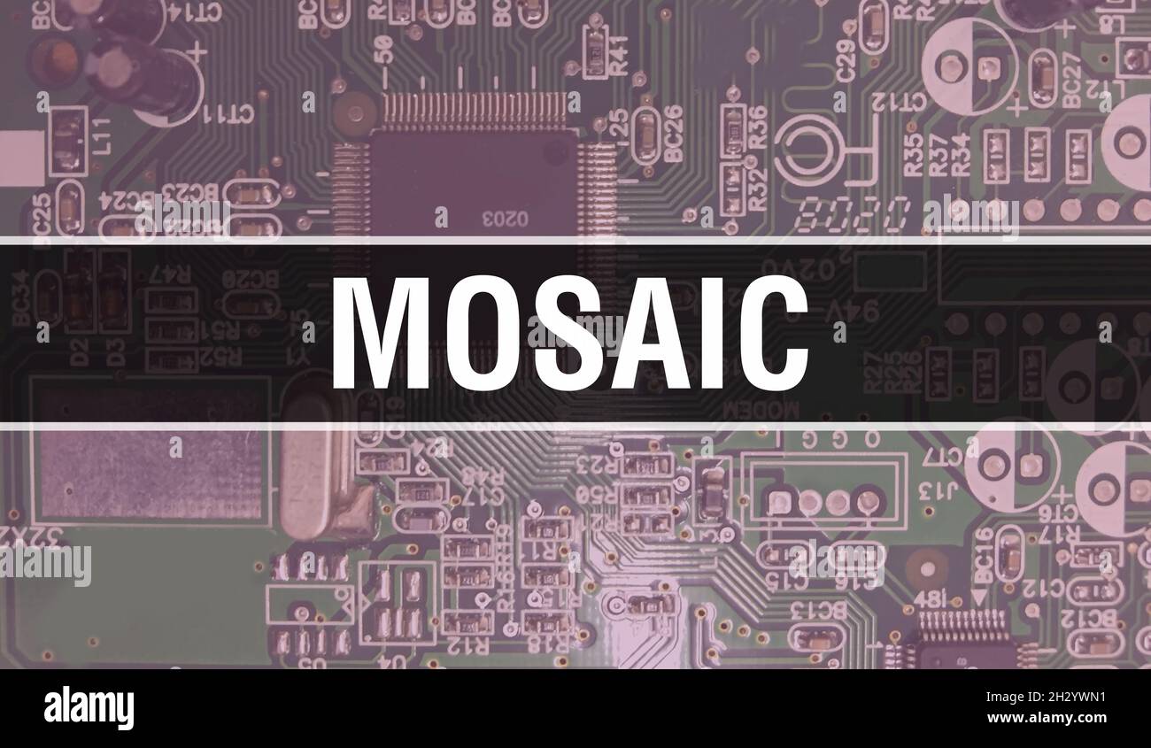Mosaic with Technology Motherboard Digital. Mosaic and Computer Circuit ...