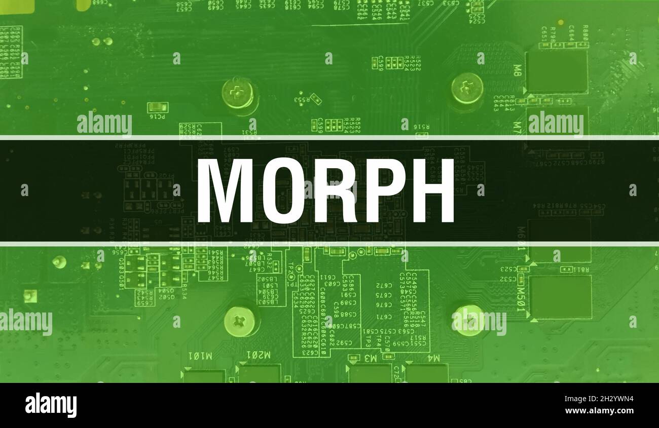 Morph concept with Computer motherboard. Morph text written on ...