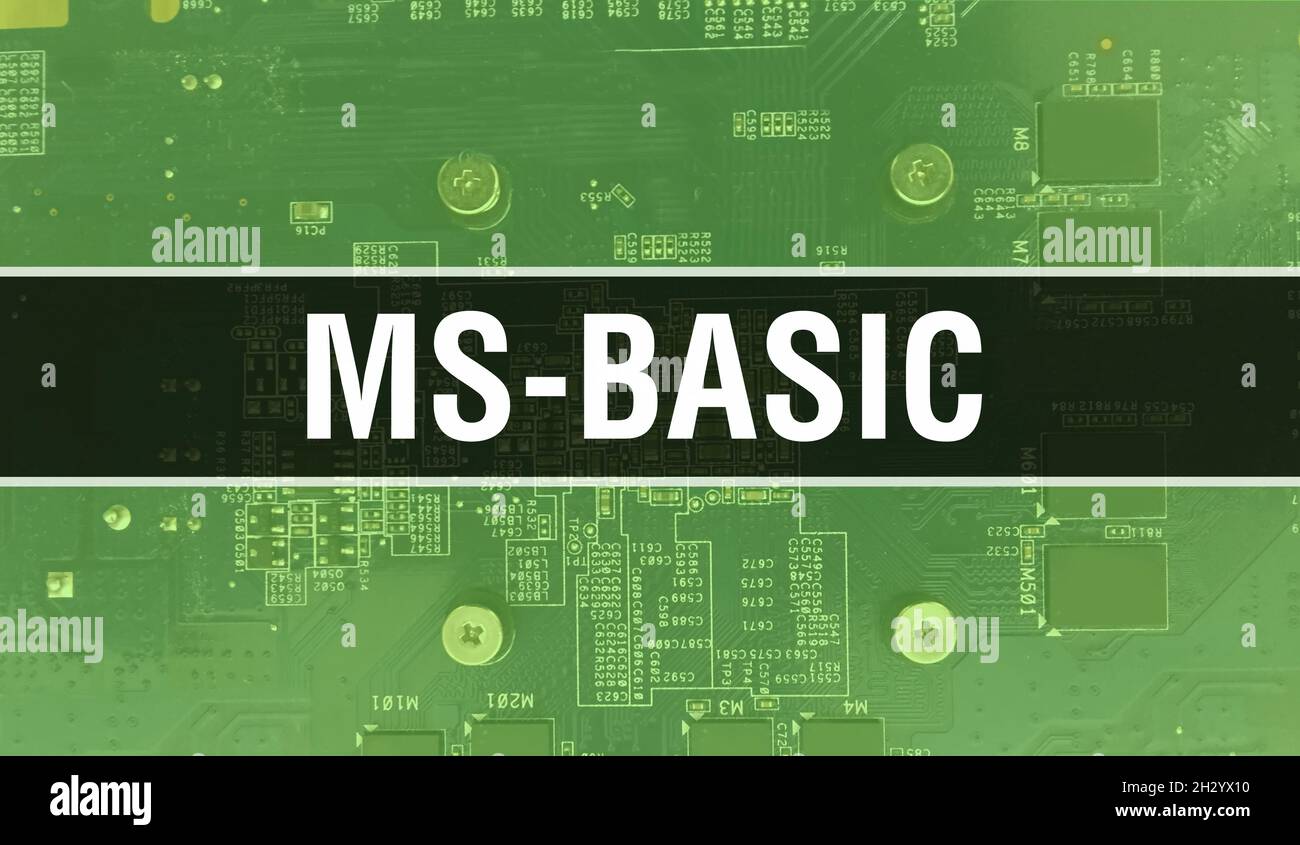 MS-BASIC with Electronic Computer Hardware technology background. Abstract background with ...