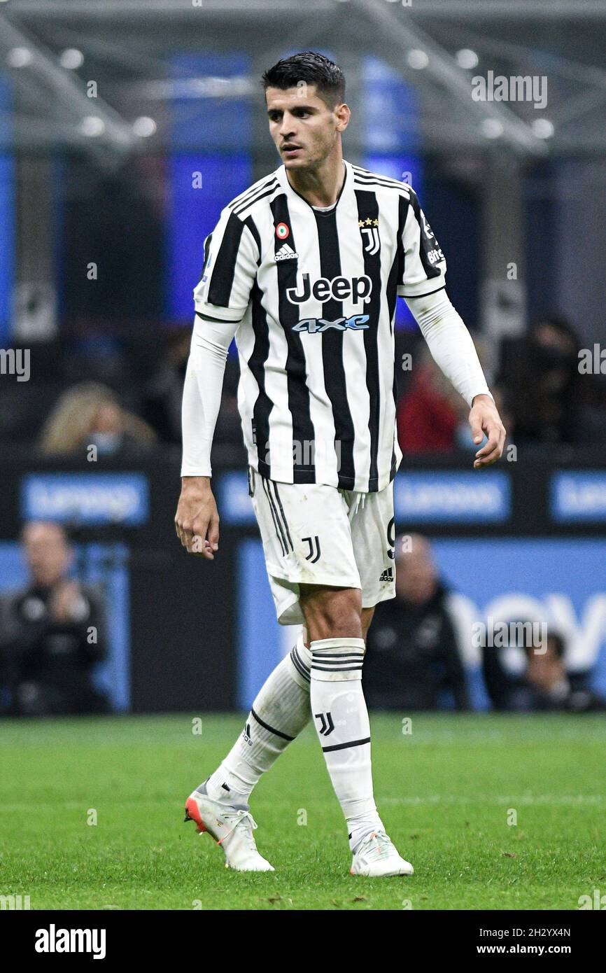 Milan, Italy - 24 October 2021: Álvaro Morata of Juventus during the ...