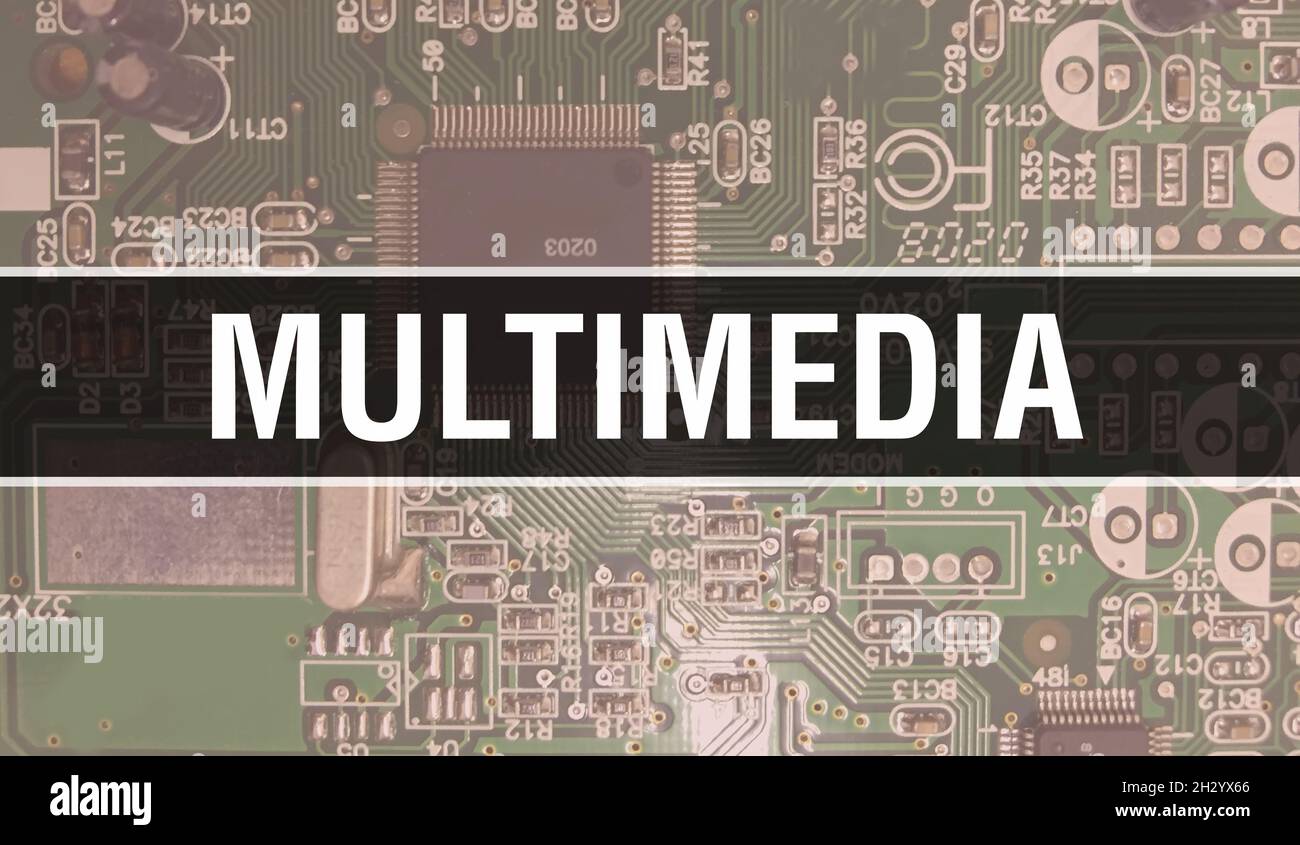 Multimedia concept with Electronic Integrated Circuit on circuit board ...
