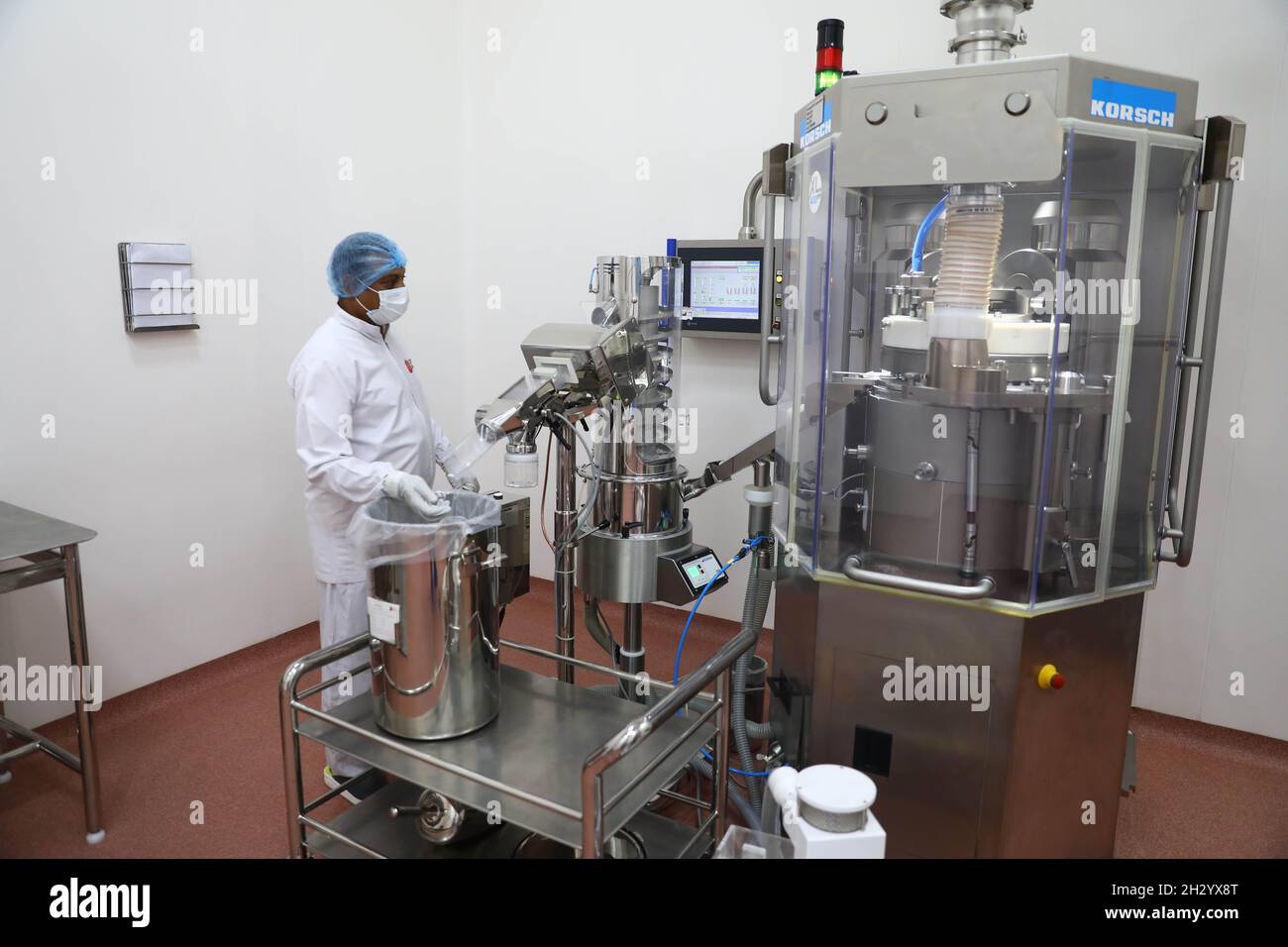 Qalyubia, Egypt. 24th Oct, 2021. A man works at Gypto Pharma, also ...