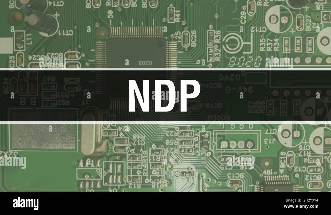 NDP concept with Electronic Integrated Circuit on circuit board. NDP ...