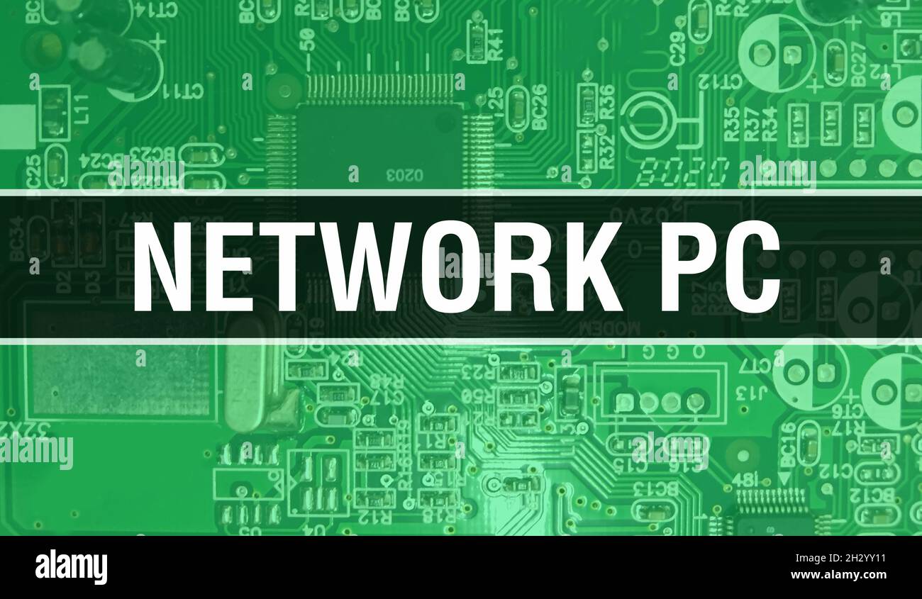 Network PC concept with Electronic Integrated Circuit on circuit board ...