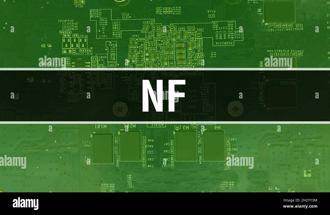 NF concept with Computer motherboard. NF text written on Technology ... NF concept with Computer motherboard. NF text written on Technology ...