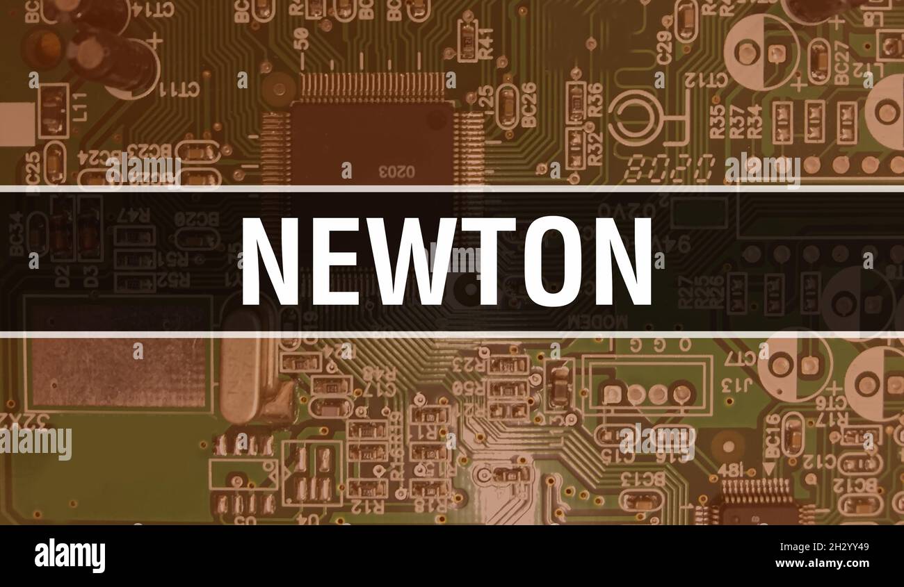 Newton concept with Electronic Integrated Circuit on circuit board ...