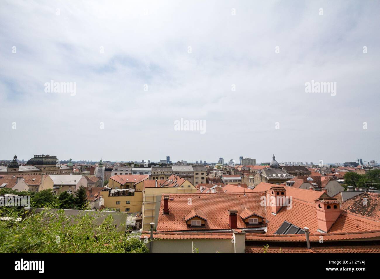 Aerial view of Zagreb, Croatia, in Kaptol District, with a view of ...