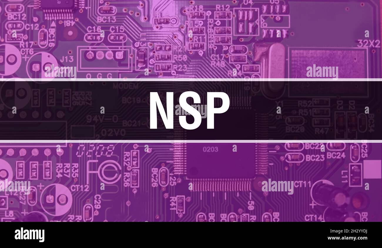 NSP concept illustration using Computer Chip in Circuit Board. NSP ...