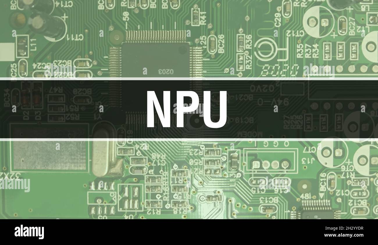 NPU concept with Electronic Integrated Circuit on circuit board. NPU with Computer Chip in ...