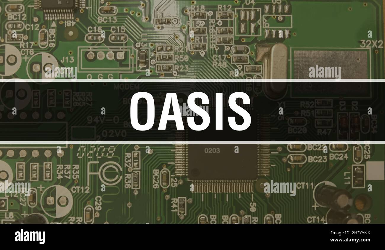 OASIS concept illustration using Computer Chip in Circuit Board. OASIS ...