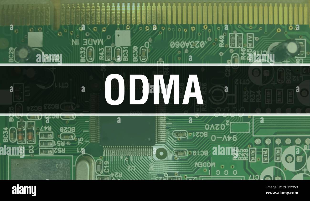 ODMA text written on Circuit Board Electronic abstract technology ...