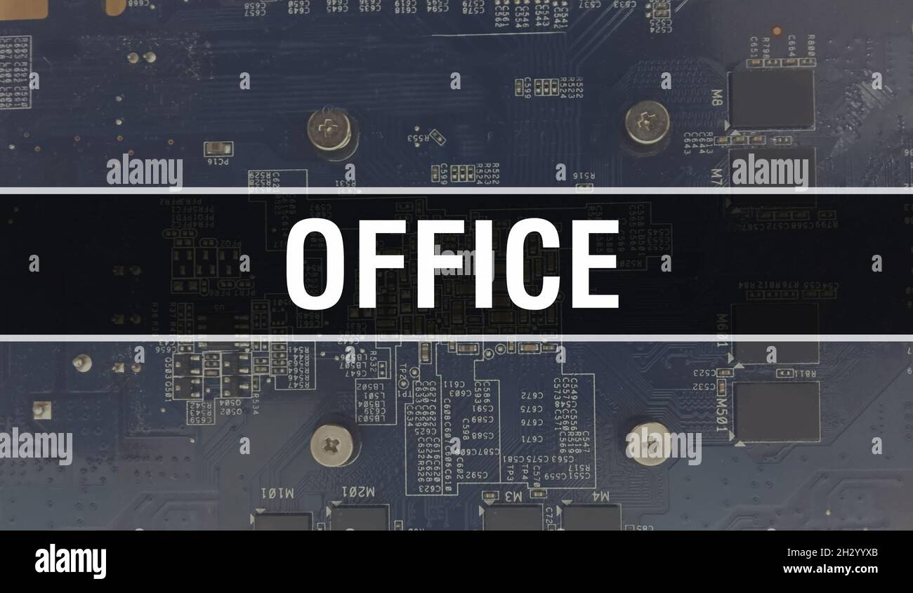 Office with Technology Motherboard Digital. Office and Computer Circuit ...