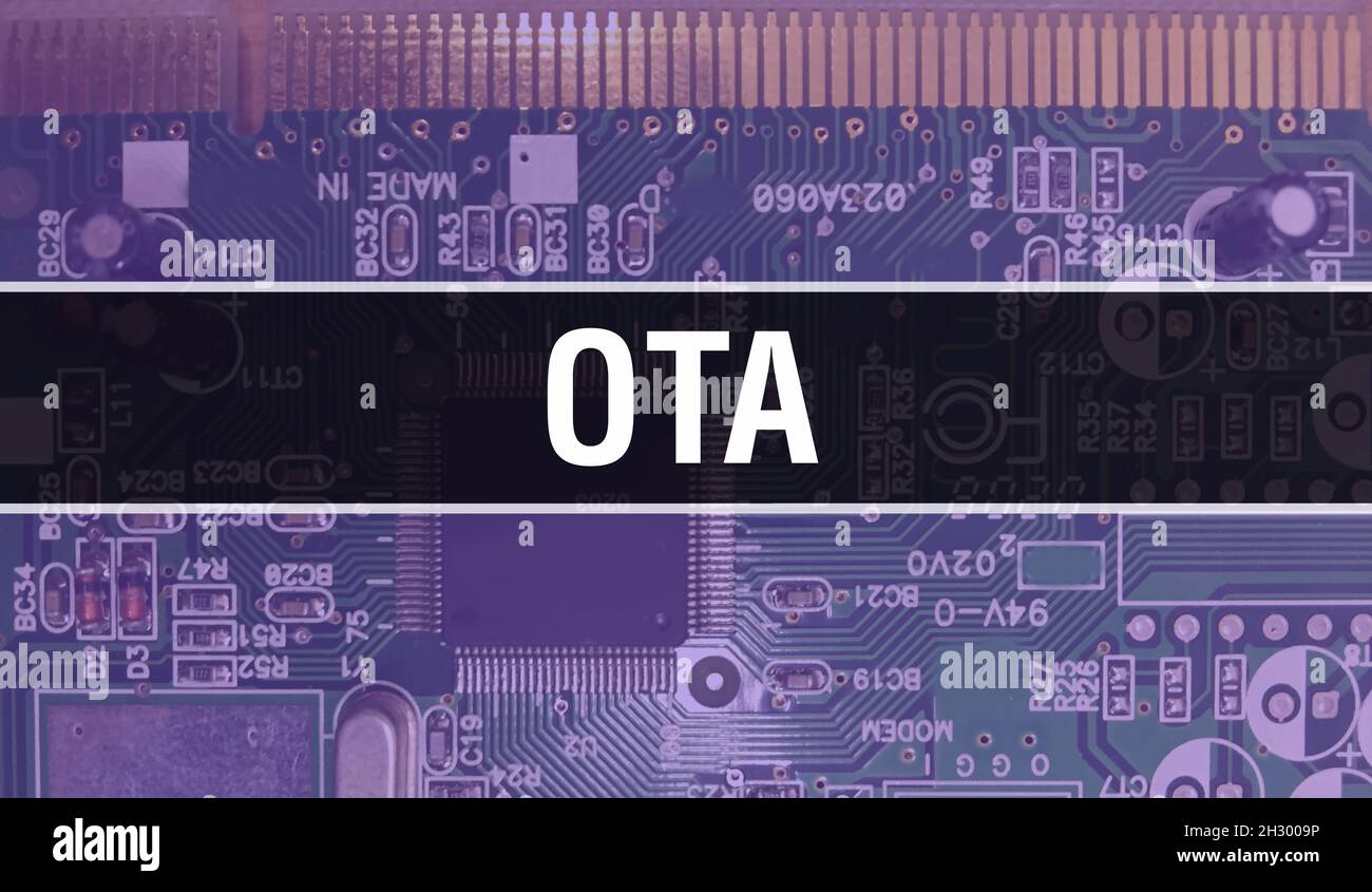 OTA text written on Circuit Board Electronic abstract technology ...