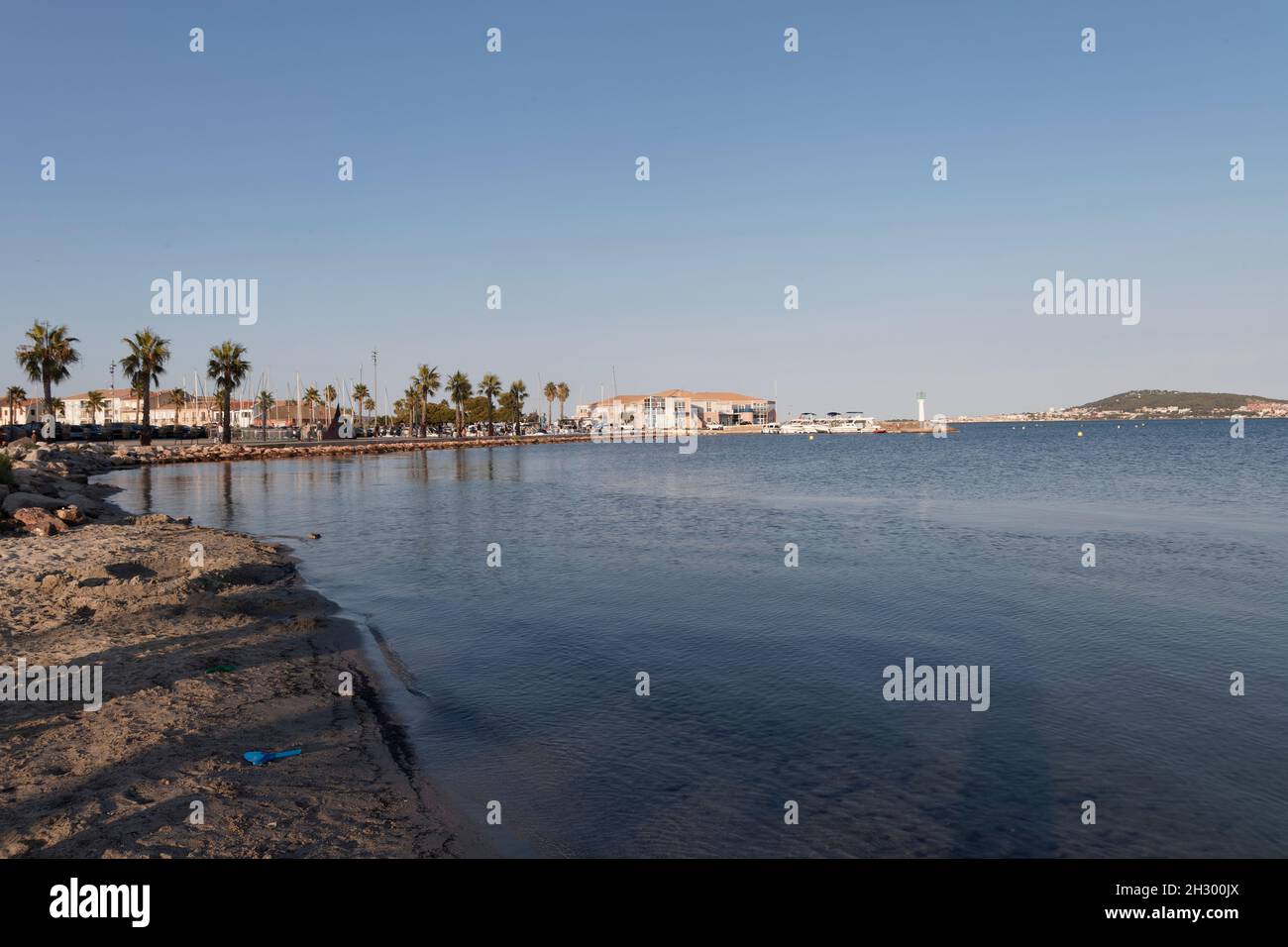Meze, France. August 08, 2021. Meze, the Capitainerie, its port, its ...