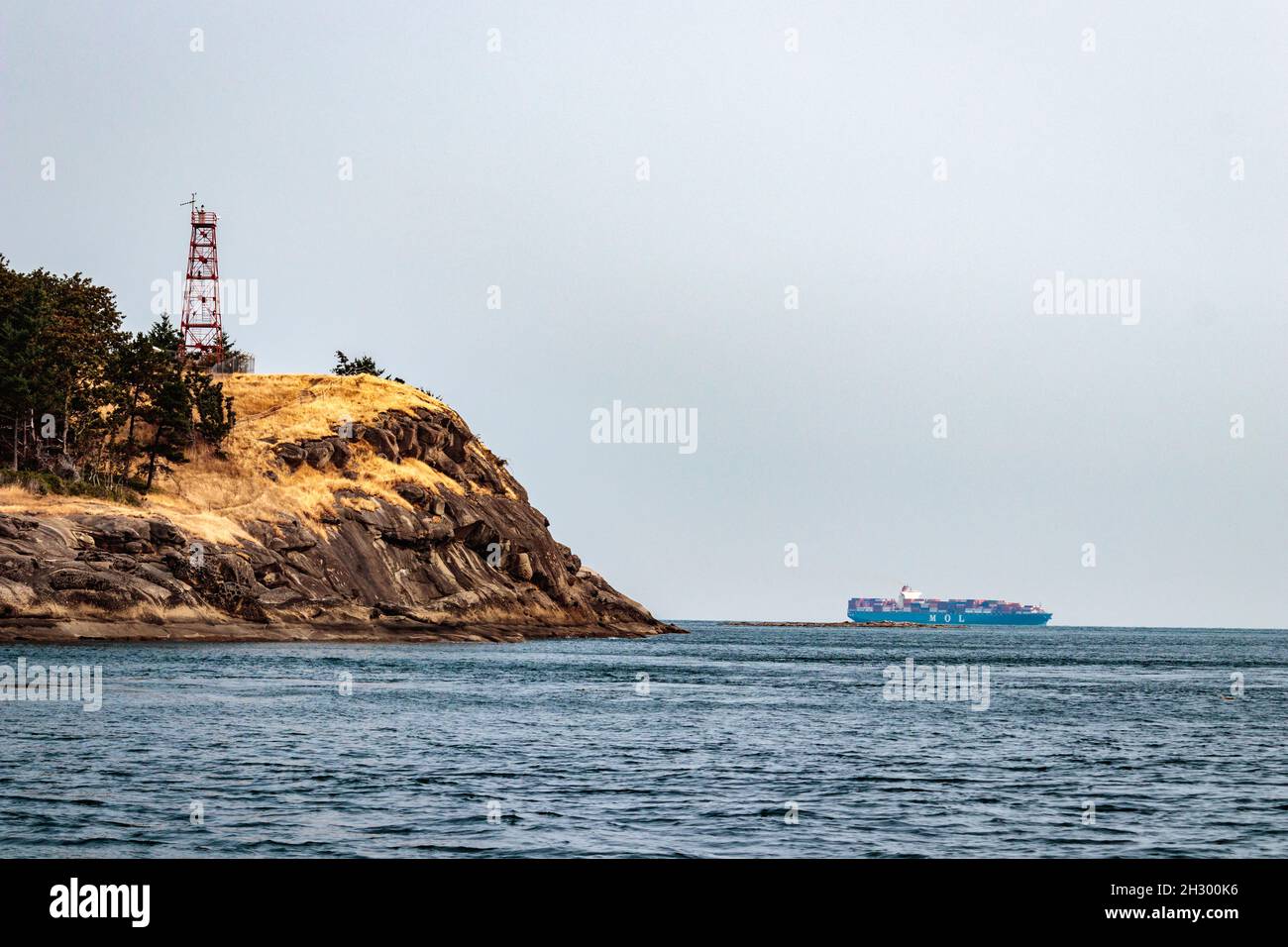 East Point Lighthouse sits on a grassy bluff on Saturna Island ...