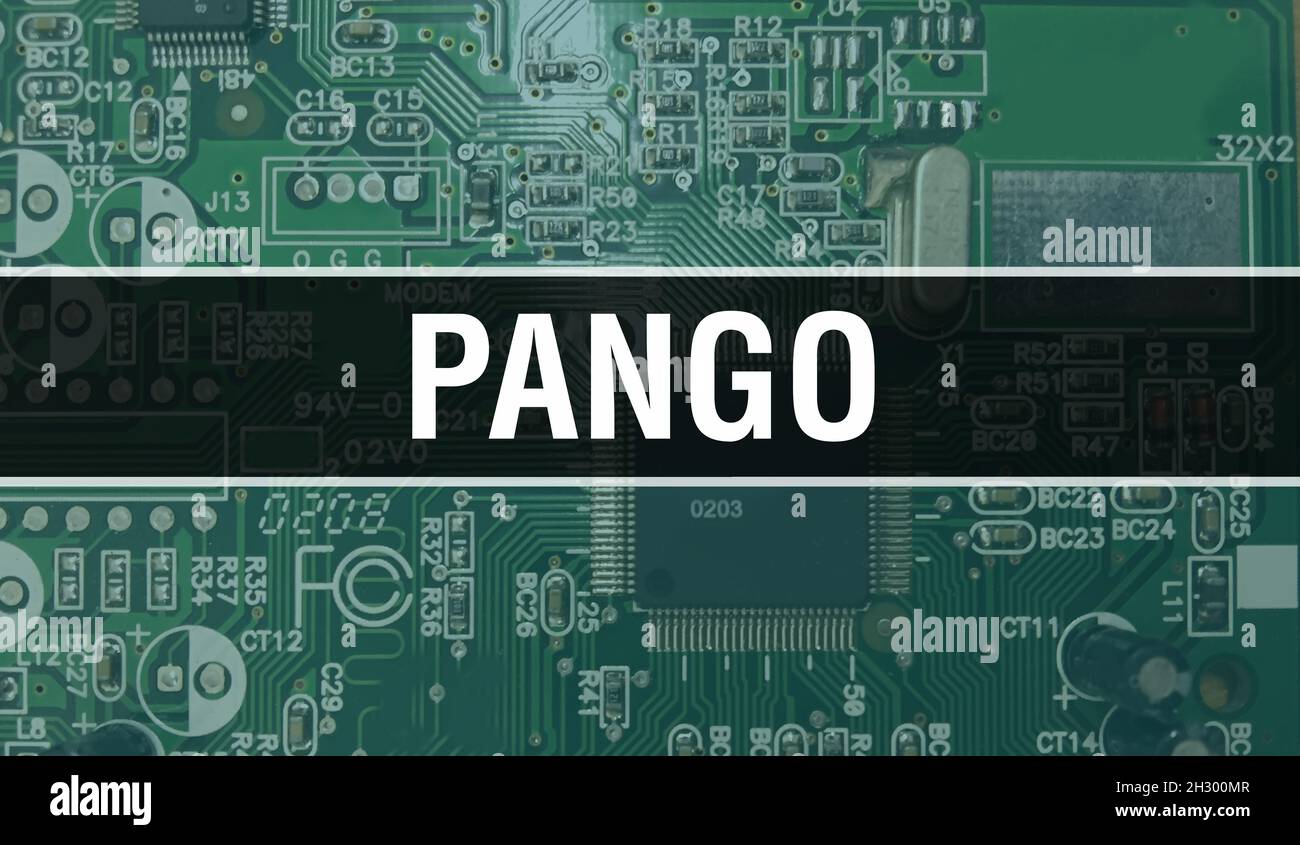 Pango concept illustration using Computer Chip in Circuit Board. Pango ...