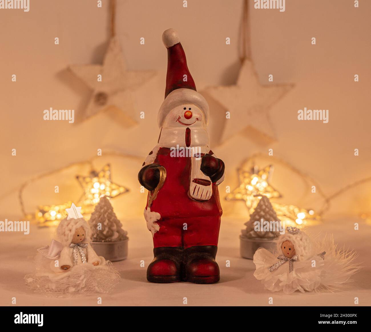 christmas festive scenery showing christmas ornaments in warm golden ...
