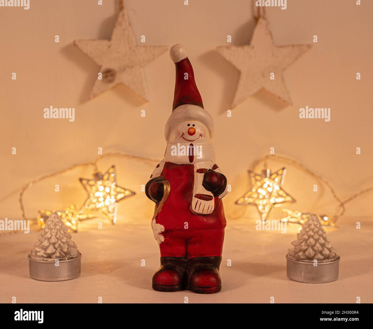 christmas festive scenery showing christmas ornaments in warm golden ...