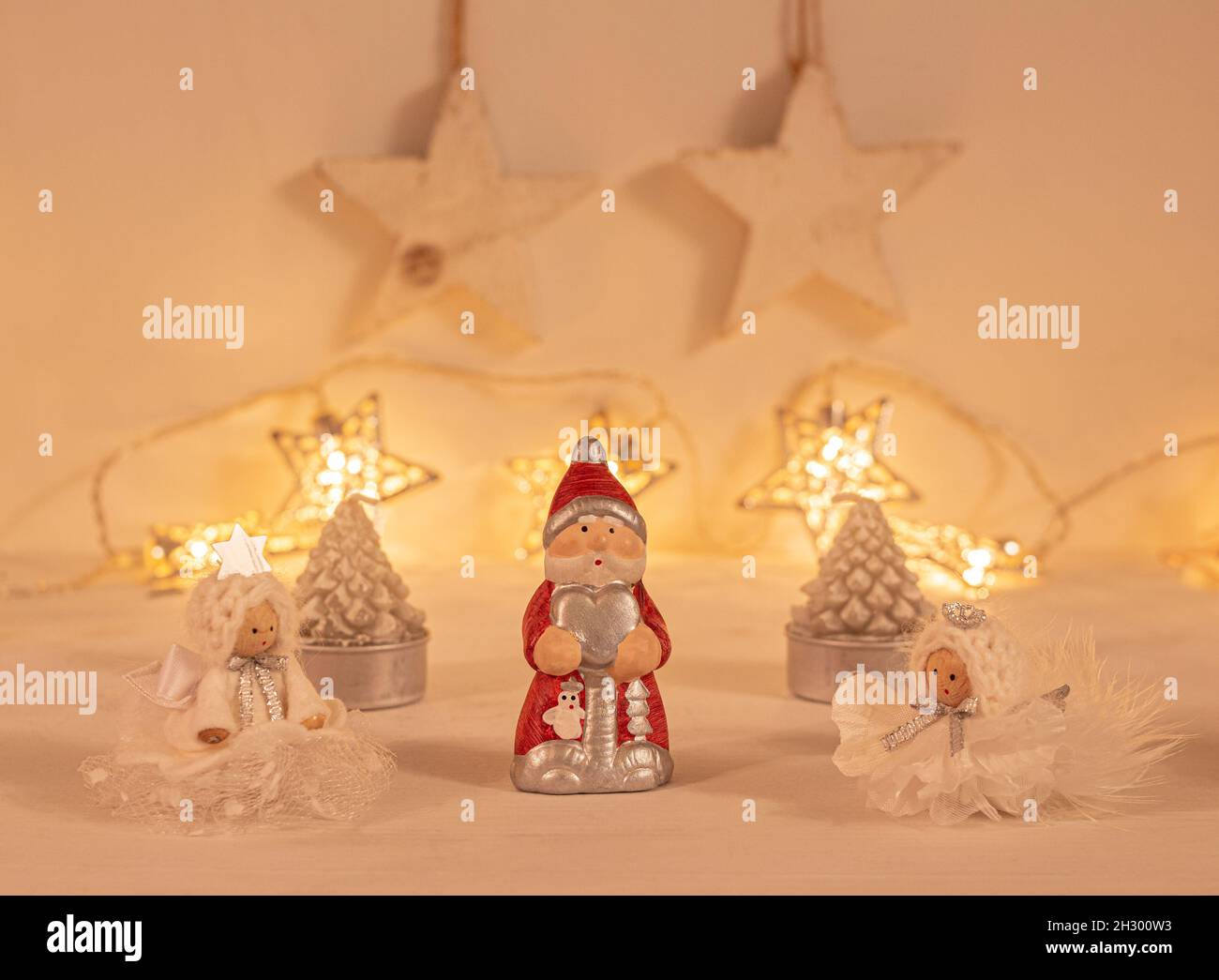 christmas festive scenery showing christmas ornaments in warm golden ...