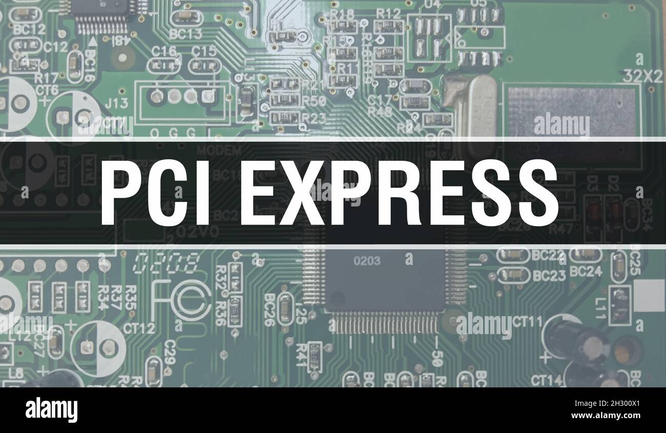 PCI Express concept illustration using Computer Chip in Circuit Board ...