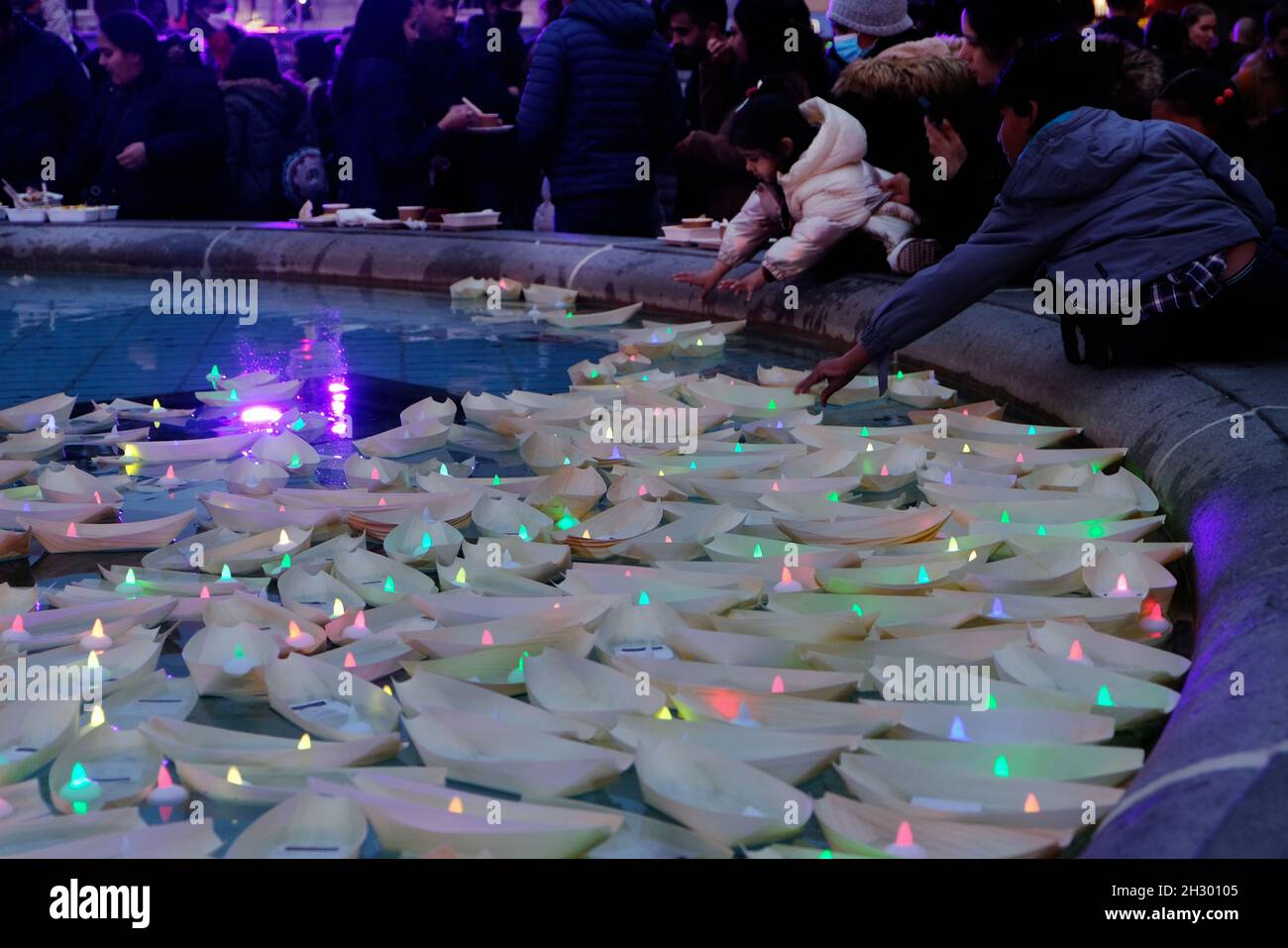 London, UK. Visitors to the Diwali celebrations in Trafalgar Square ...