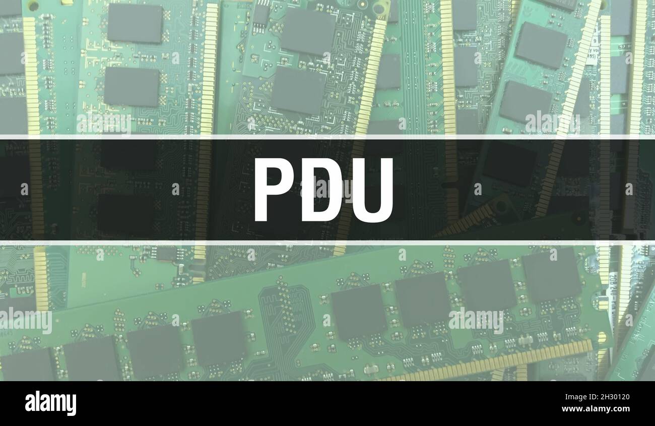 PDU text written on Circuit Board Electronic abstract technology ...