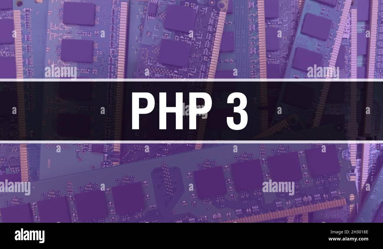 PHP 3 text written on Circuit Board Electronic abstract technology background of software ...