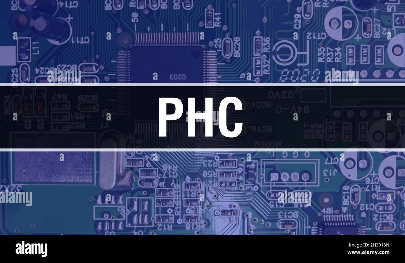 PHC concept illustration using Computer Chip in Circuit Board. PHC ...