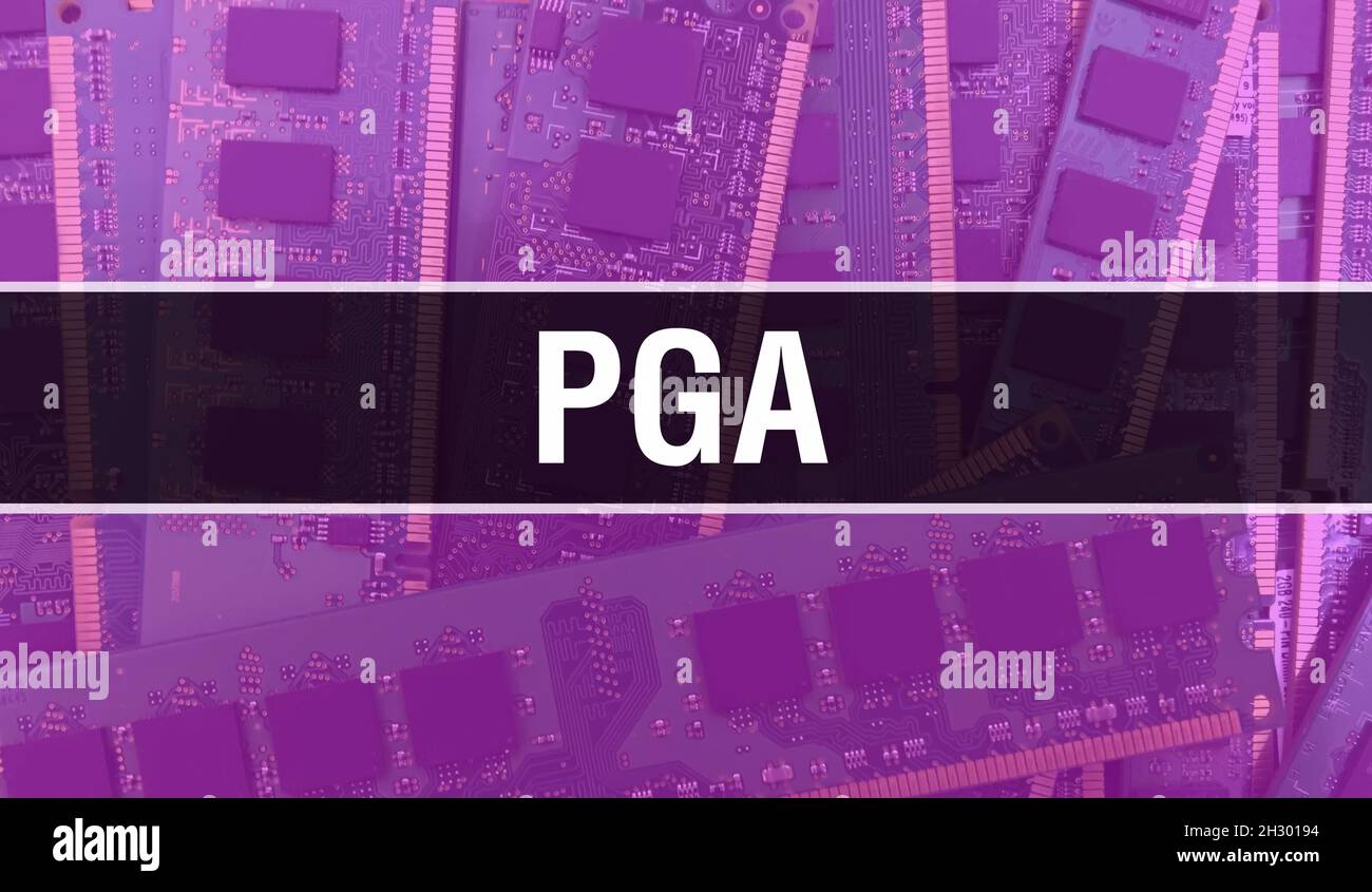 PGA text written on Circuit Board Electronic abstract technology ...