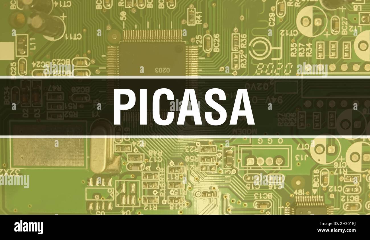 Picasa concept illustration using Computer Chip in Circuit Board ...