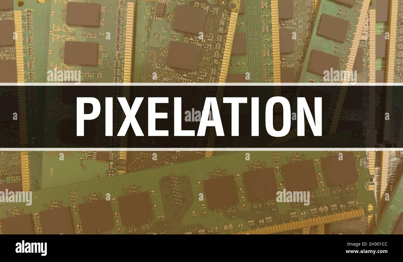 Pixelation text written on Circuit Board Electronic abstract technology ...